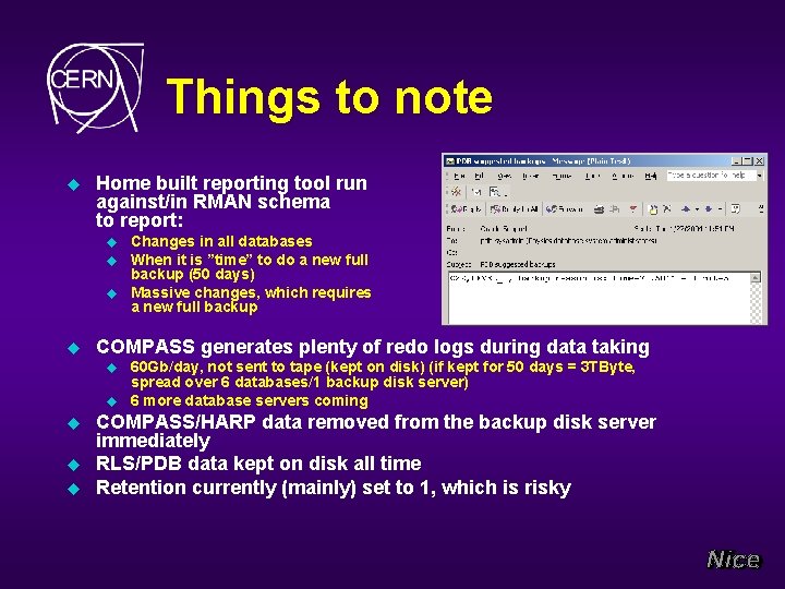 Backups in the Physics Section Magnus Lbeck CERN