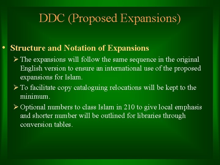 Bibliotheca Alexandrinas Arabic Web Dewey Project An Overview