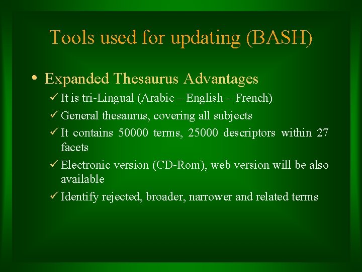 Bibliotheca Alexandrinas Arabic Web Dewey Project An Overview