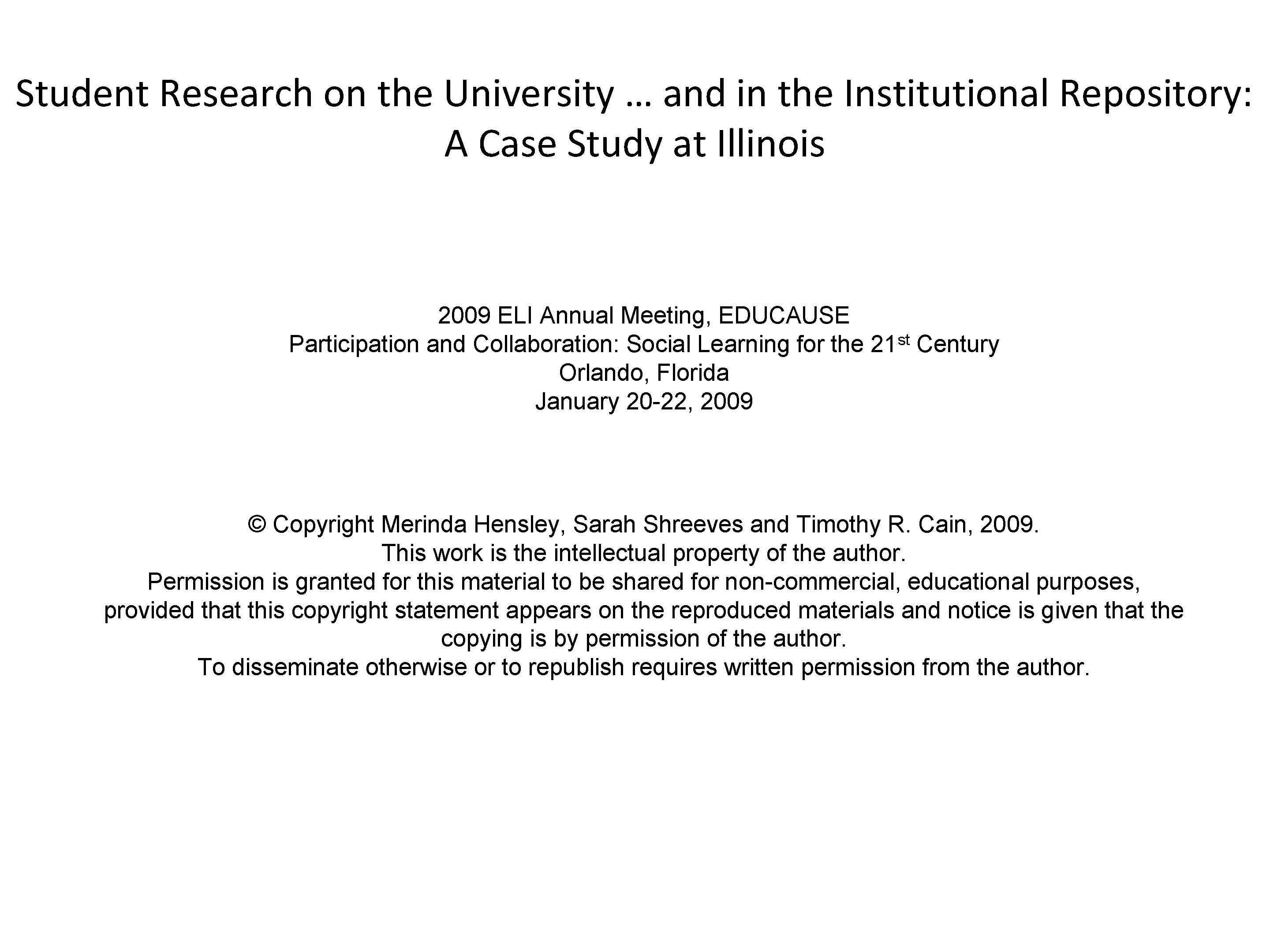Student Research on the University and in the