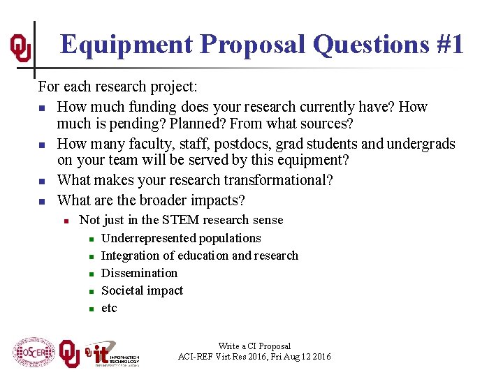 So You Want to Write a Cyberinfrastructure Proposal