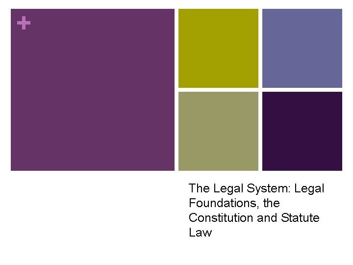 The Legal System Legal Foundations the Constitution and