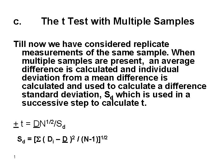 c The t Test with Multiple Samples Till