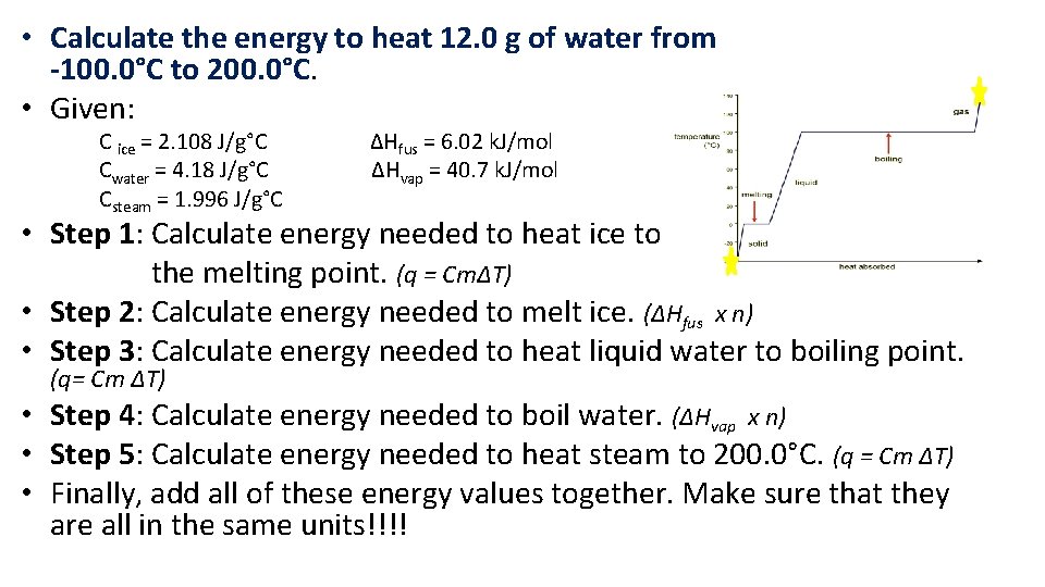 Multistep Problems Calculate the energy to heat 12