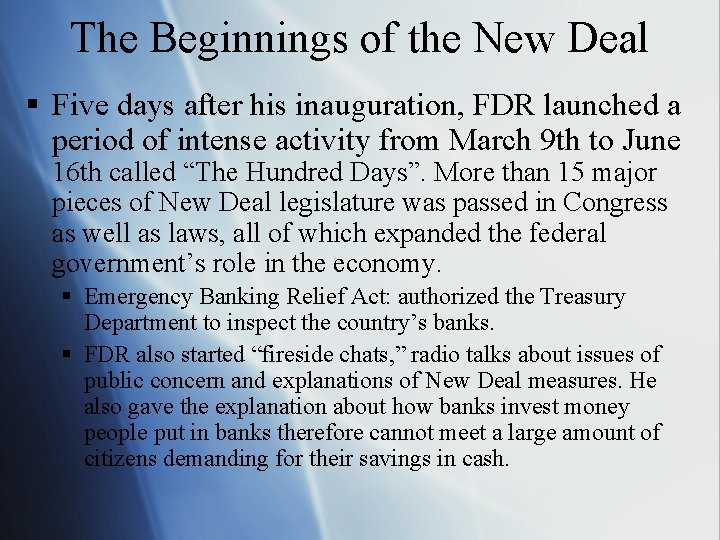 The New Deal Election of Franklin Delano Roosevelt