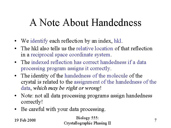 Overview of the Phase Problem Protein Crystal Data