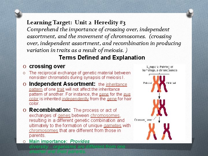 Learning Target Unit 2 Heredity 1 Understand the