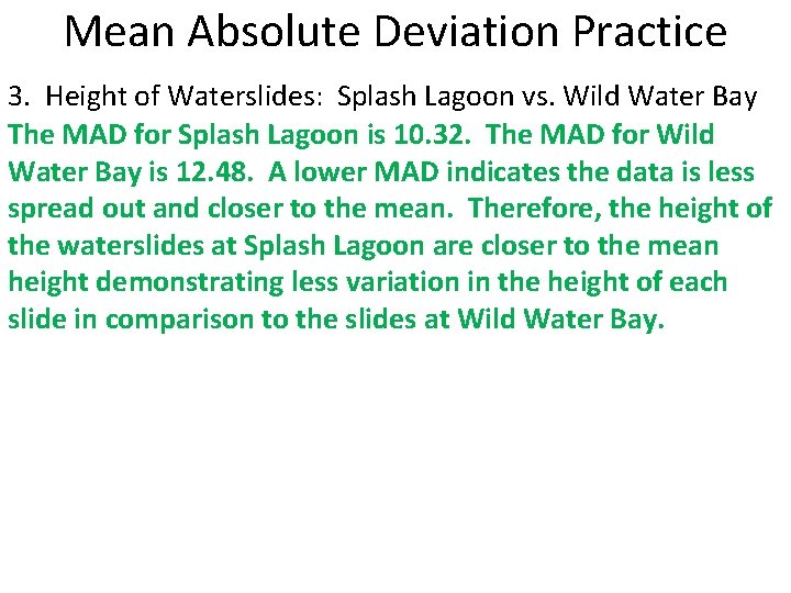 MAD Practice 1 7 Mean Absolute Deviation Practice