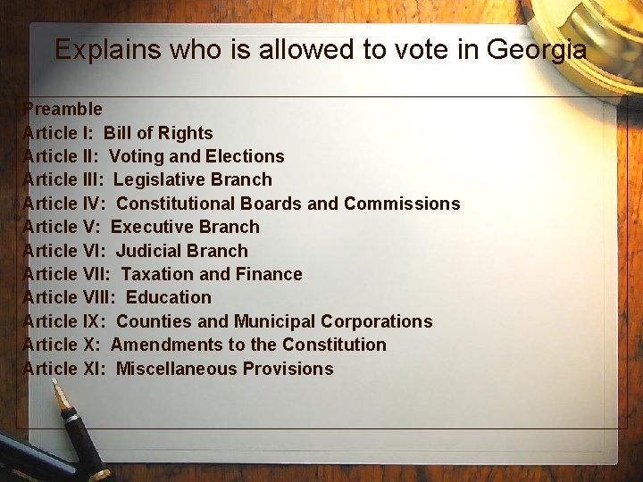 The Basic Structure of the Georgia state constitution