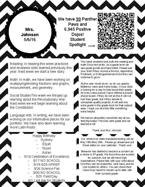 Mrs Johnson 5616 We have 99 Panther Paws