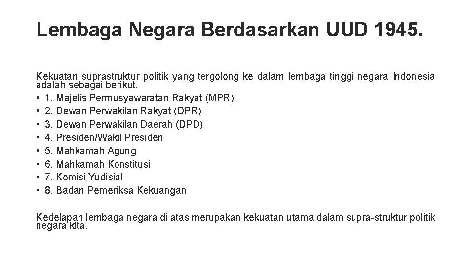 Lembaga Lembaga Negara RI Menurut UUD Negara RI