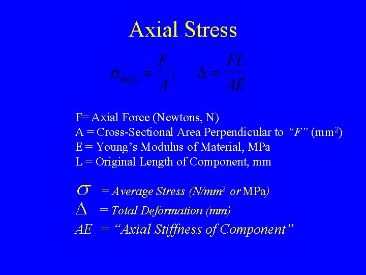 Analysis of Basic Load Cases Axial Stress Tension