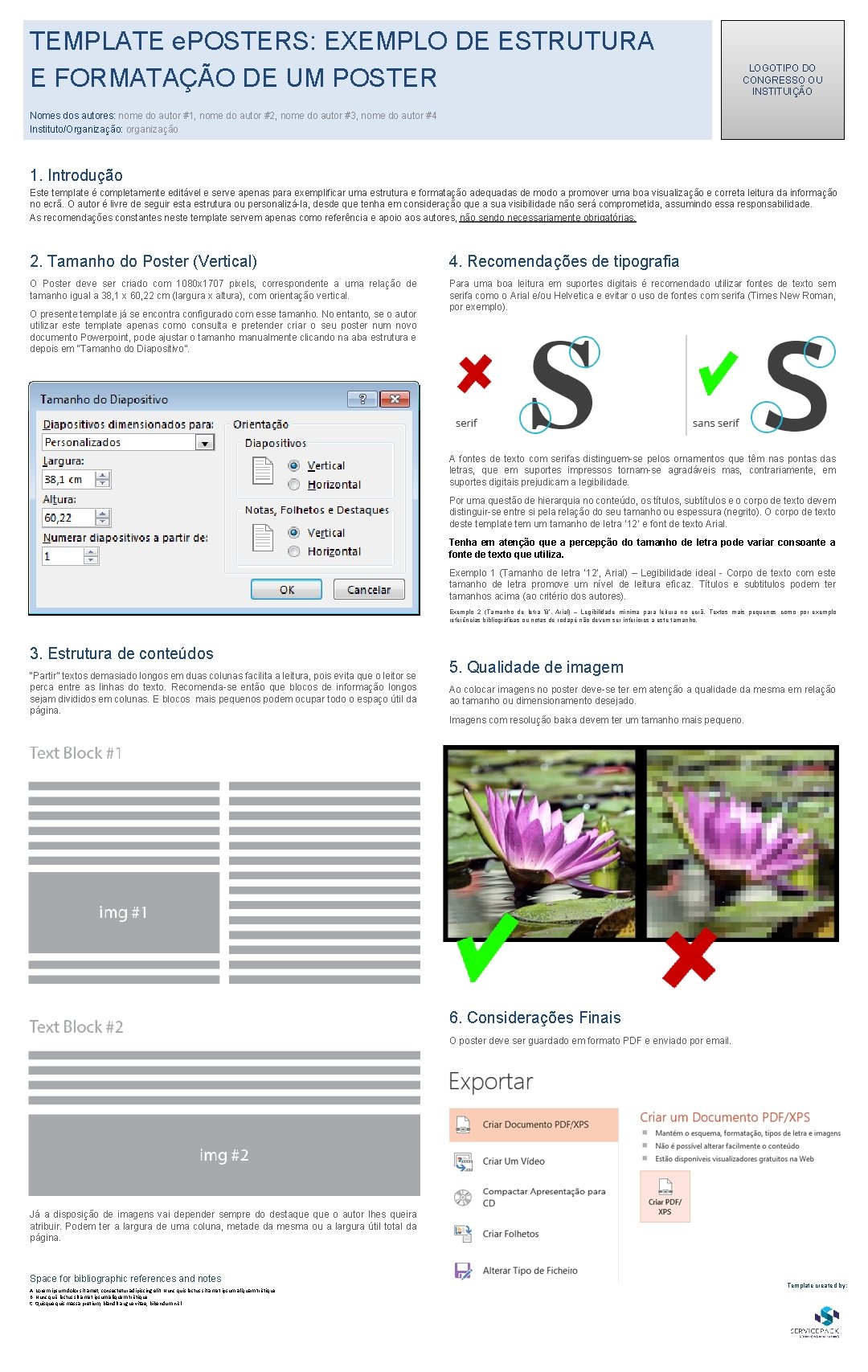 TEMPLATE e POSTERS EXEMPLO DE ESTRUTURA E FORMATAO