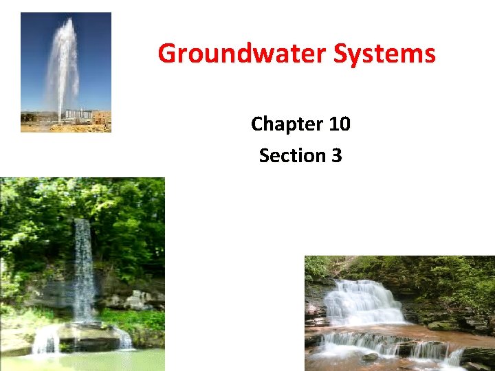 Groundwater Systems Chapter 10 Section 3 Springs Natural
