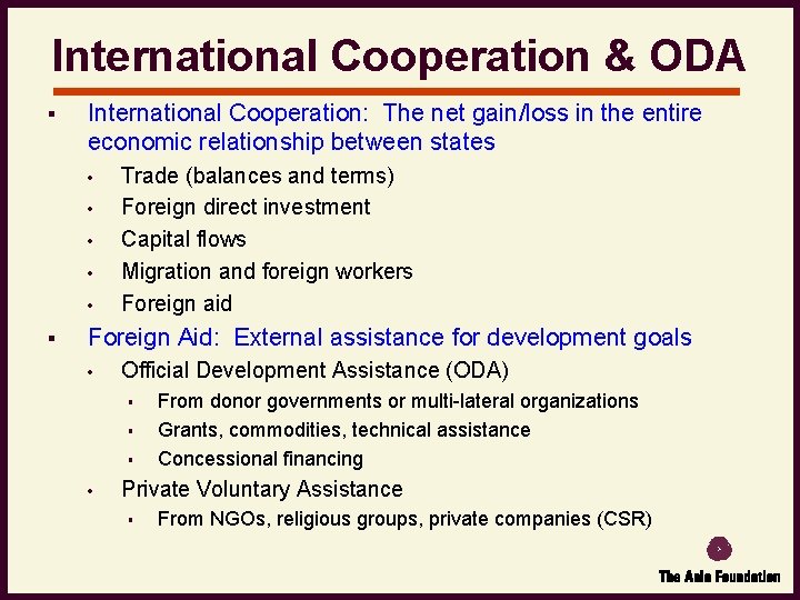 The Development Assistance Debate What does it mean