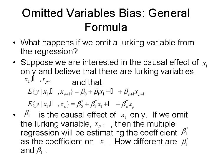 Class 18 Thursday Nov 11 Omitted Variables Bias