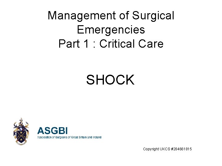 1 10 Management of Surgical Emergencies Part 1