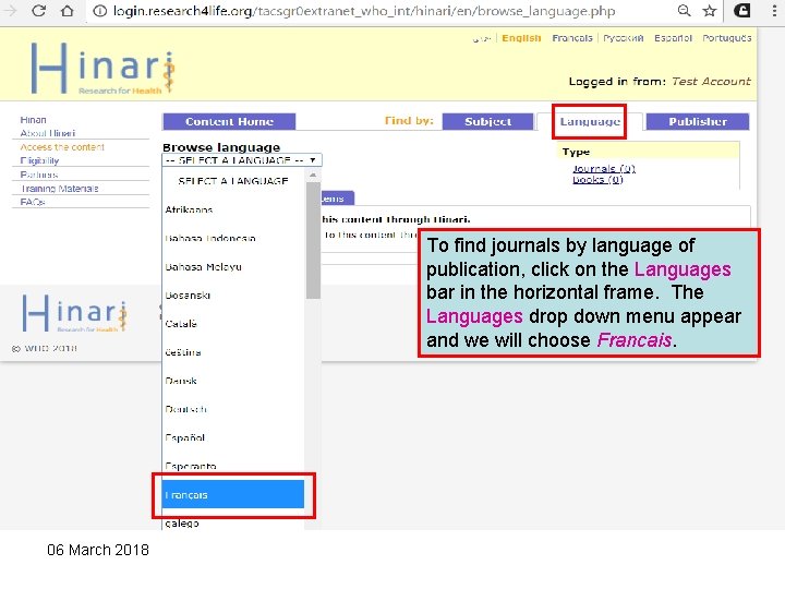 HINARI Portal Part B Basic Course Module 3