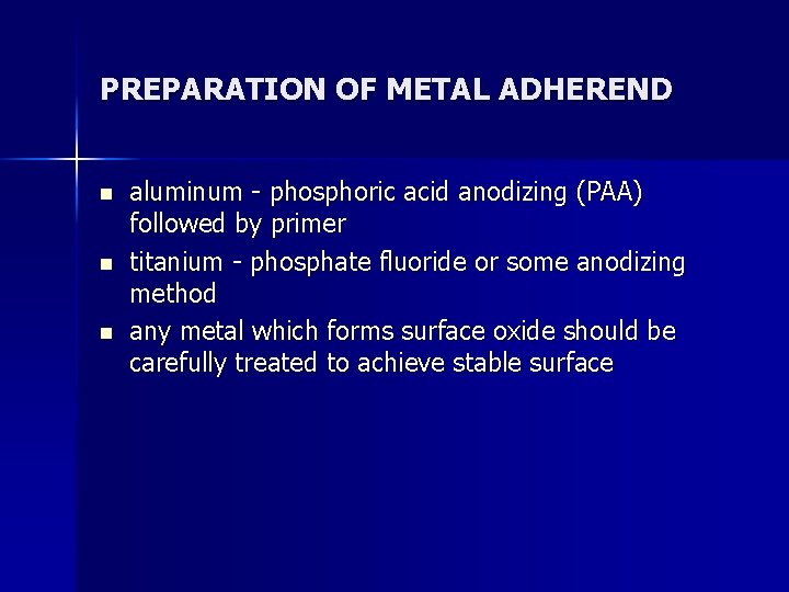 BONDED JOINTS BONDEDMECHANICAL JOINT COMPARISON n n adhesion