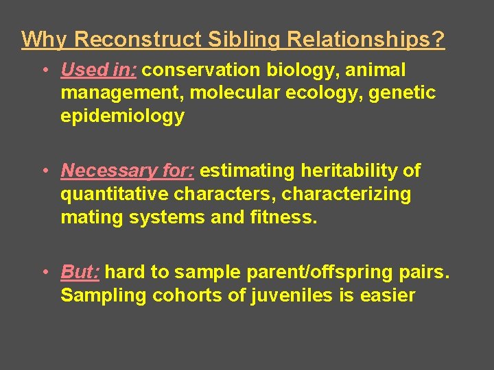 Combinatorial Reconstruction of Sibling Relationships in Absence of