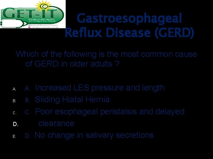 GASTROINTESTINAL SYSTEM 2 PROBLEM BASED LEARNING MODULE GERIATRIC