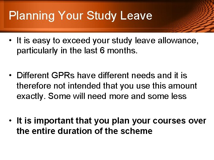 Bradford VTS Study Leave Guide Study Leave Funding