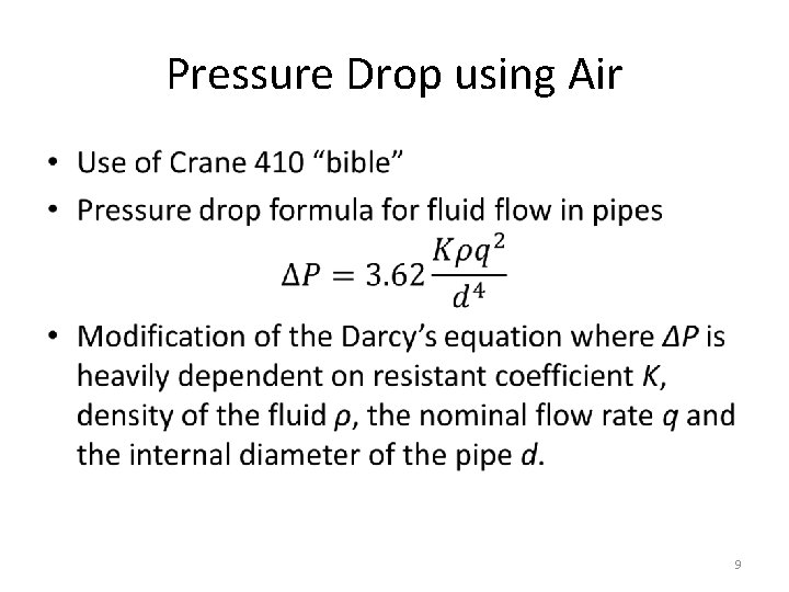 LBNE Tank Purge Manifold Pressure Drop Calculation Jeremiah