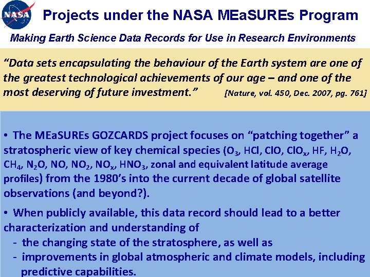 An Update on NASAs SpaceBased and Related Research