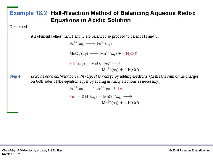 Example 18 1 HalfReaction Method of Balancing Aqueous