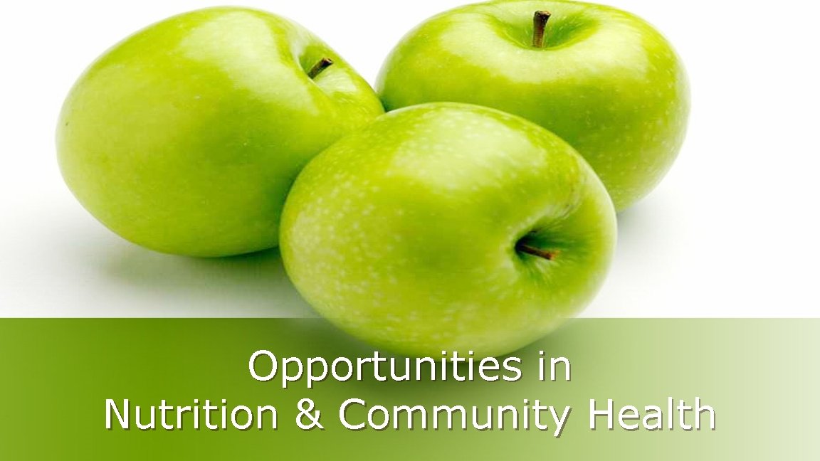 Opportunities in Nutrition Community Health Overview 1 2