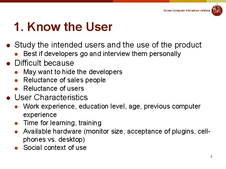 Lecture 7 Usability Process Brad Myers 05 863
