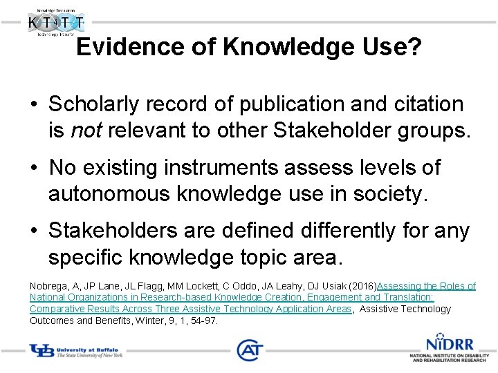 Bridging the Evidence Gap Level Of Knowledge Use