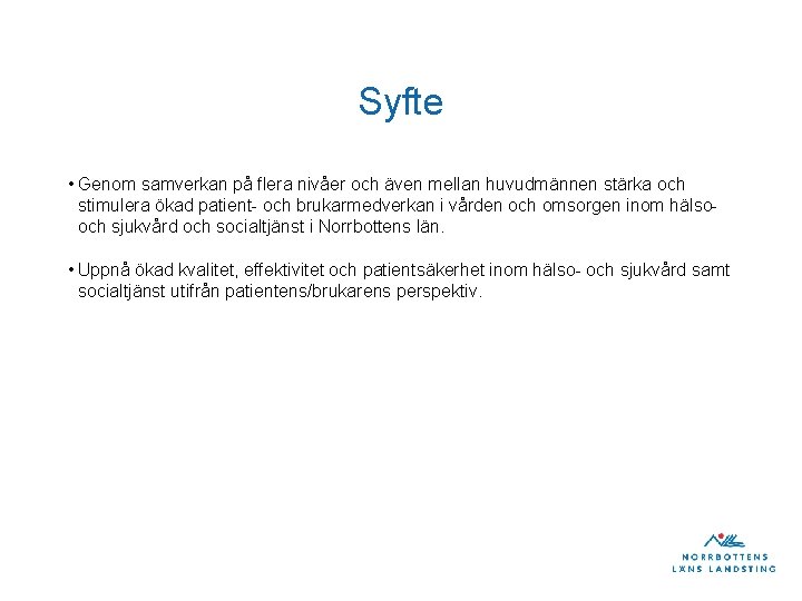 Strategi fr patient och brukarmedverkan Arbetsgrupp sedan april