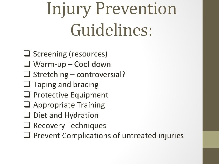Prevention and management of injuries in junior Australian
