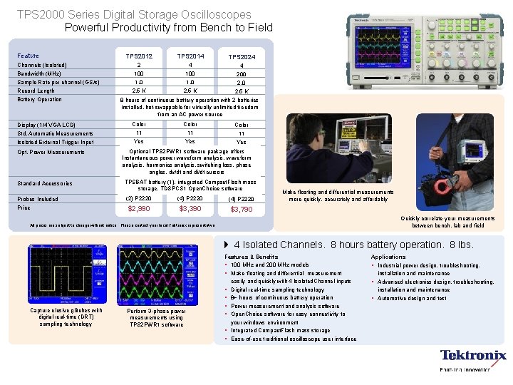 TPS 2000 Series Digital Storage Oscilloscopes Powerful Productivity