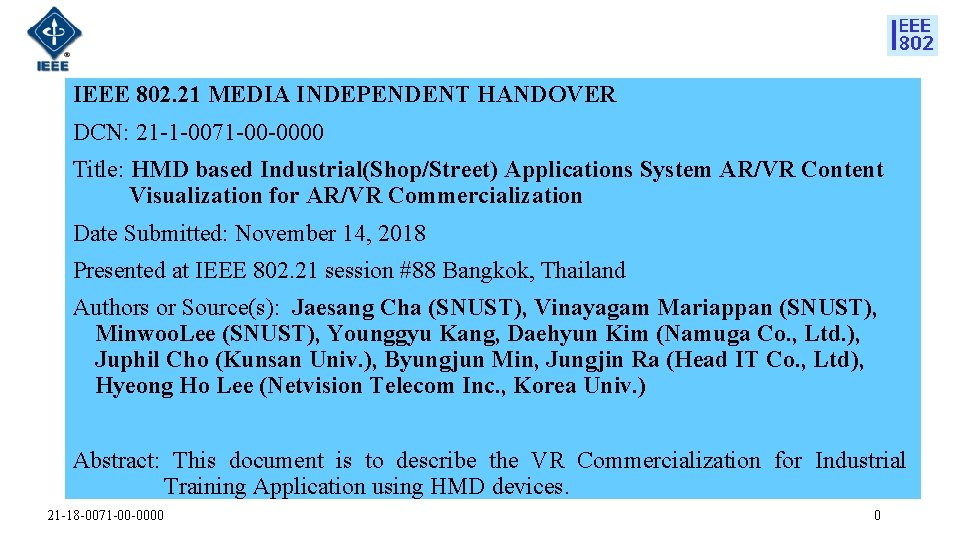 IEEE 802 21 MEDIA INDEPENDENT HANDOVER DCN 21