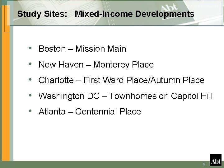 HOPE VI Forum National Perspective from the HOPE