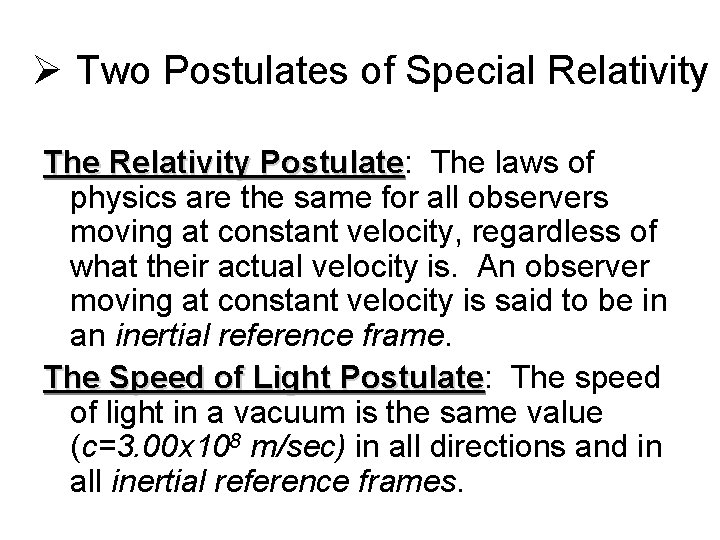 RELATIVITY A Special Topic in Physics at Bow