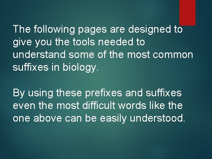 Making Sense of it All Biology Prefixes and