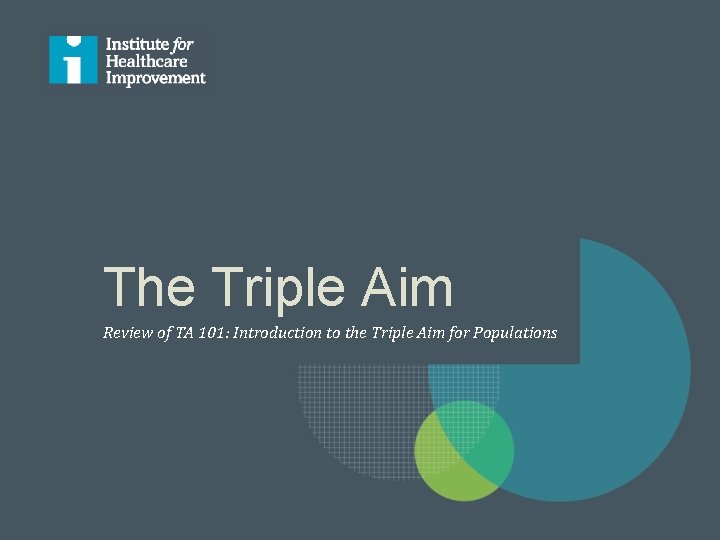 The Triple Aim Review of TA 101 Introduction