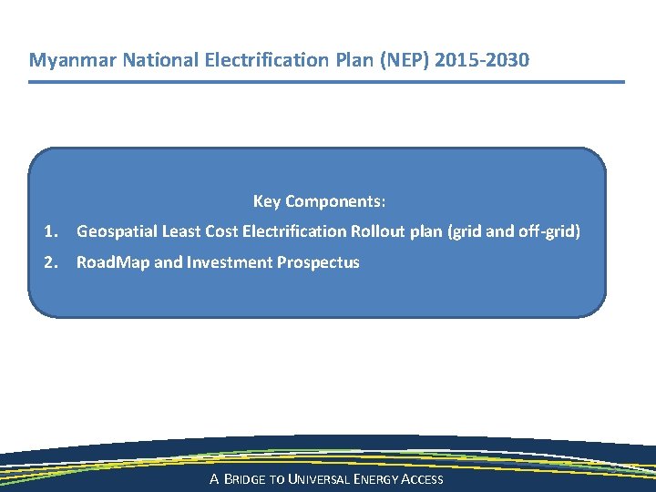 MOLFRD Summary Myanmar National Electrification Plan Workshop November