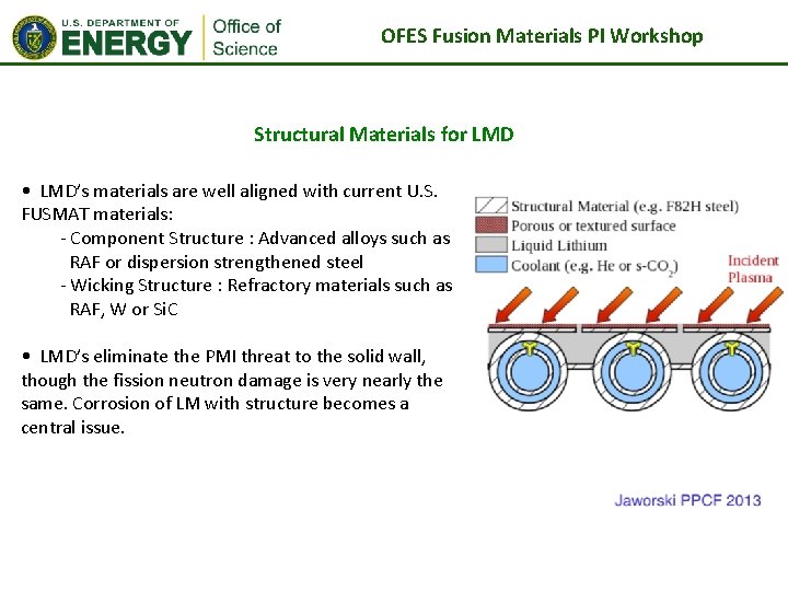 OFES Fusion Materials PI Workshop Technology development liquid