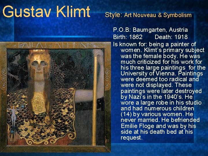 Gustav Klimt Gustav Klimt Style Art Nouveau Symbolism