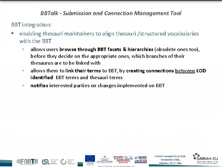 BBTalk Submission and Connection Management Tool Eleni Tsoulouha