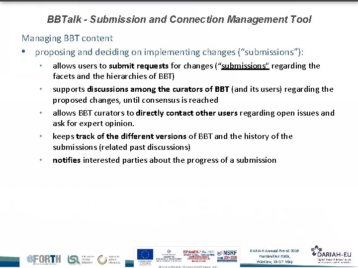 BBTalk Submission and Connection Management Tool Eleni Tsoulouha