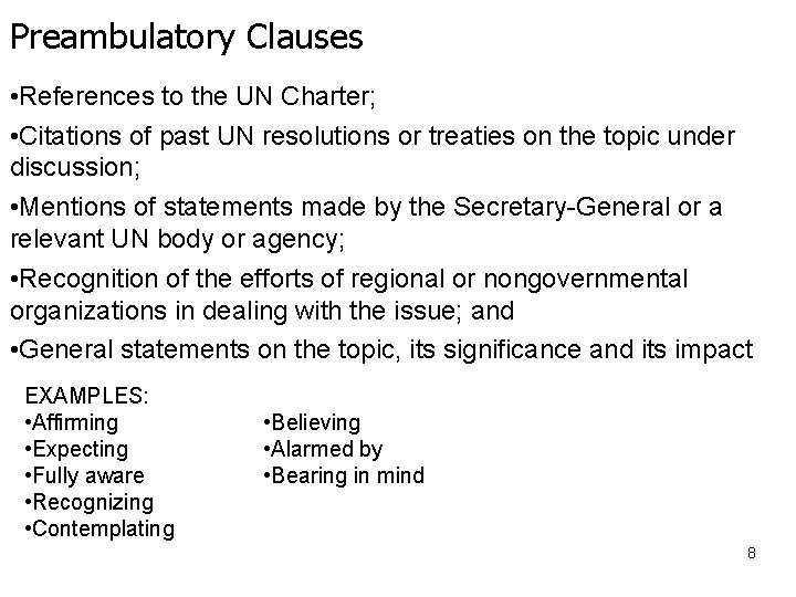 Model United Nations Documents of MUN 1 Documents
