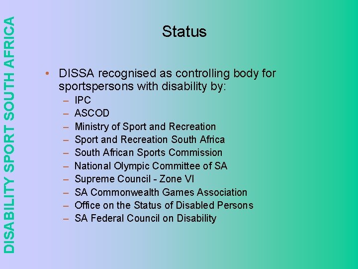 DISABILITY SPORT SOUTH AFRICA SPORT FOR PEOPLE WITH