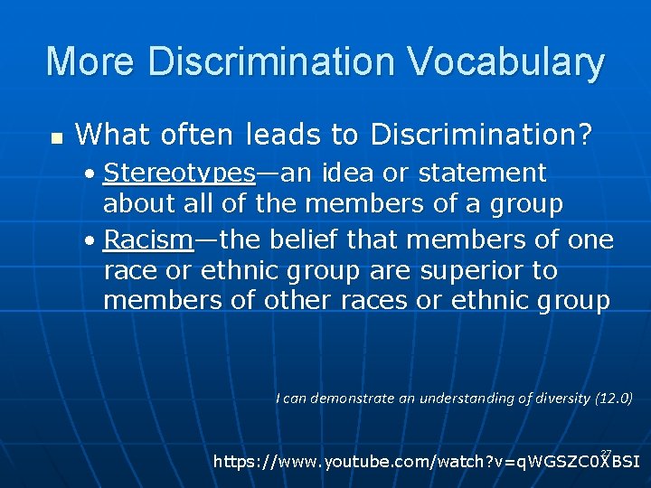 Cultural Diversity and Discrimination Vocabulary Facts and Information