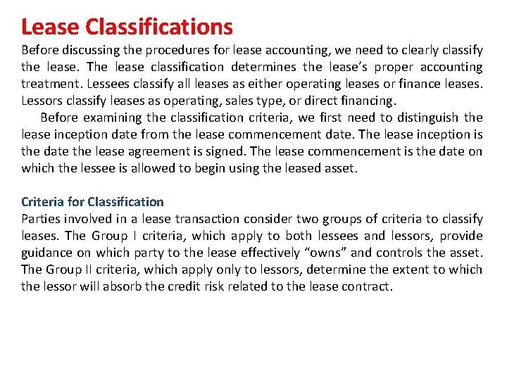 Chapter 18 Accounting for Leases LEARNING OBJECTIVES Understand