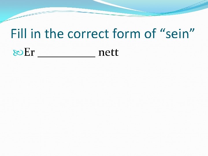 Review of haben sein Fill in the correct